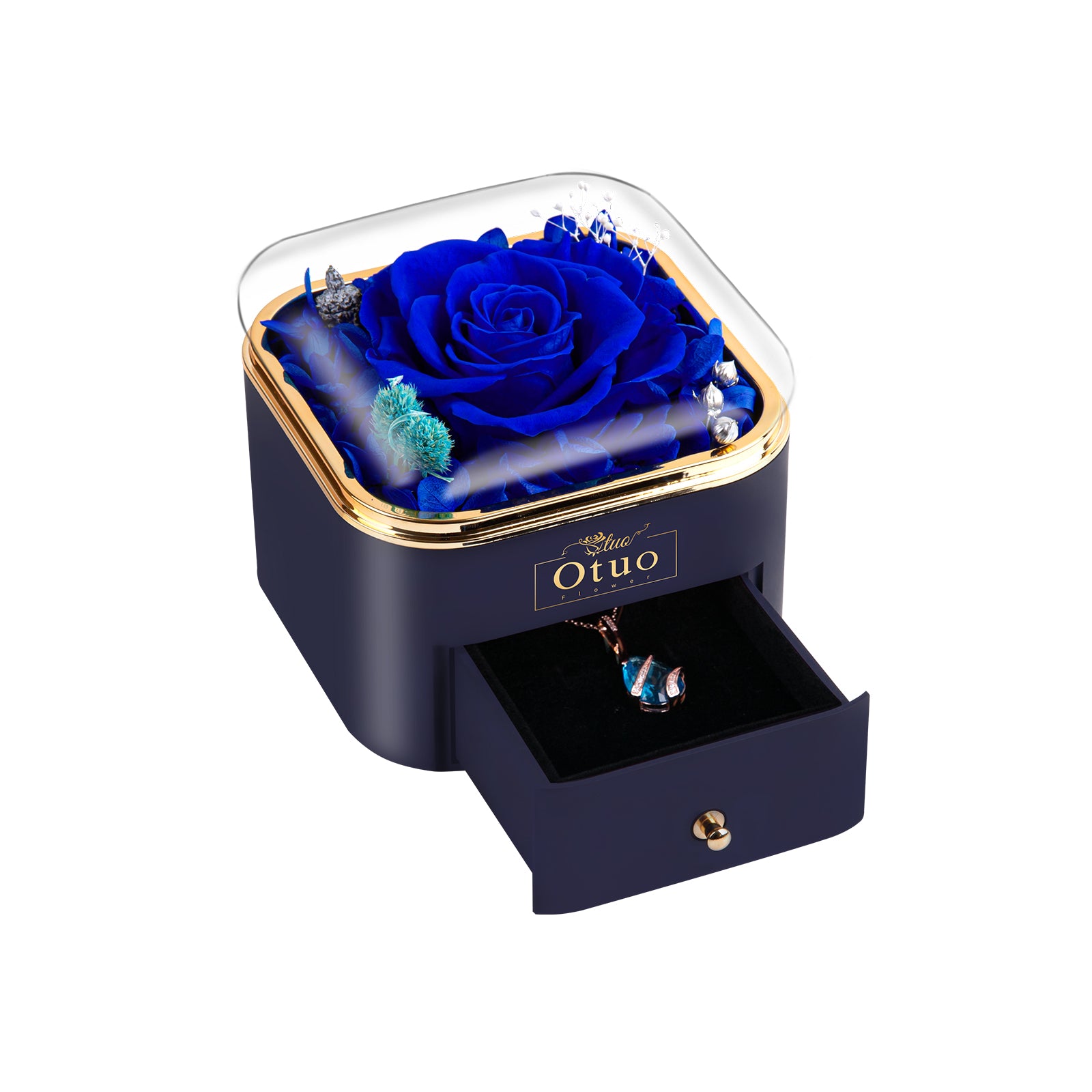 Preserved Roses Acrylic Jewerlry Box - Blue – OTUO